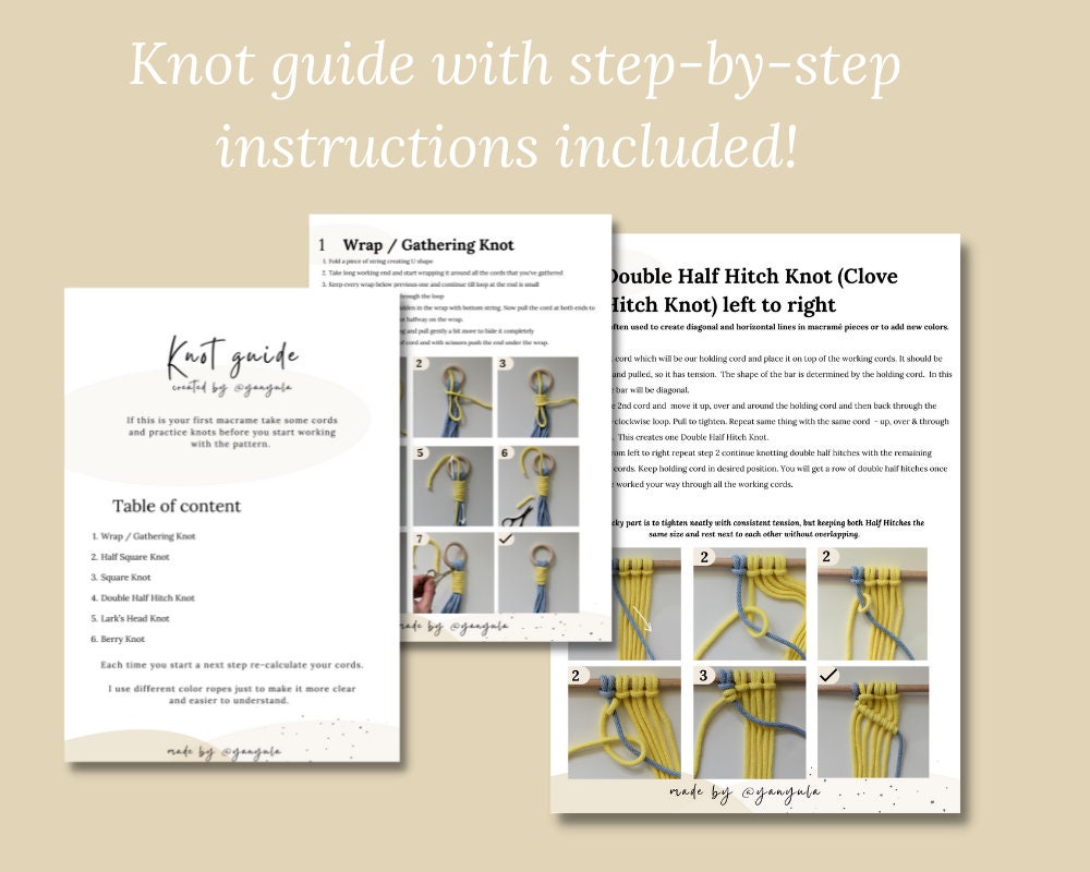 Macrame knot guide macrame knot tutorial learn macrame knots | Etsy