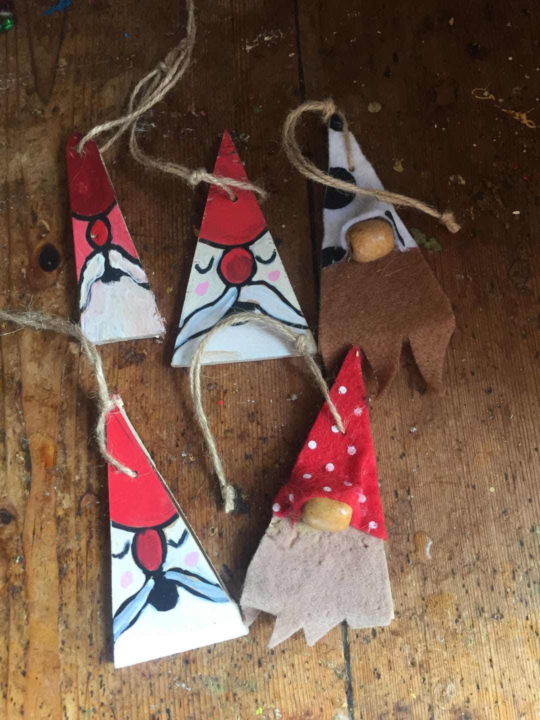 5 Wooden Santa Xmas Tree Decorations - Etsy