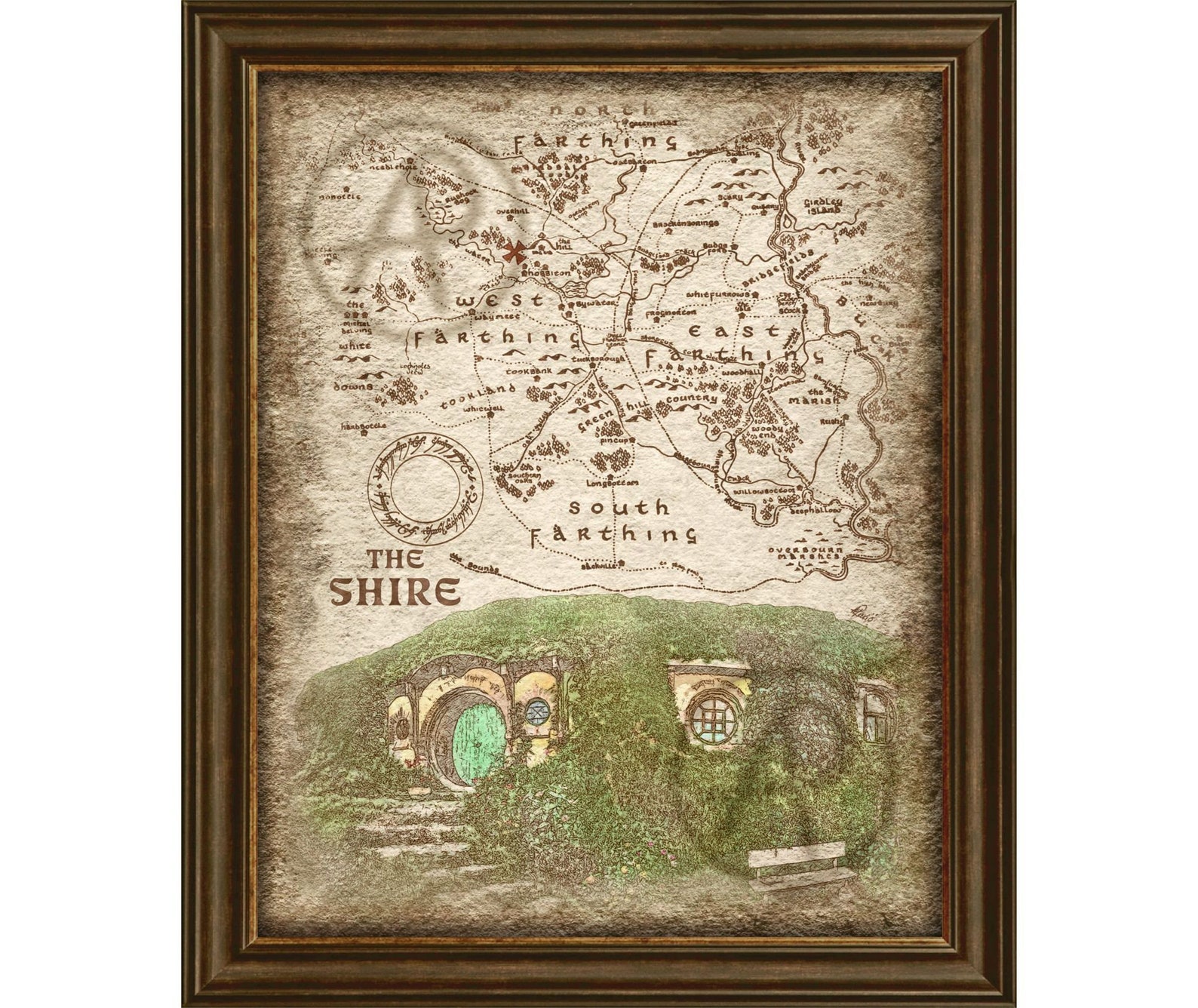 Bag End Hobbit House Printable Art of the Shire Map Lord of - Etsy