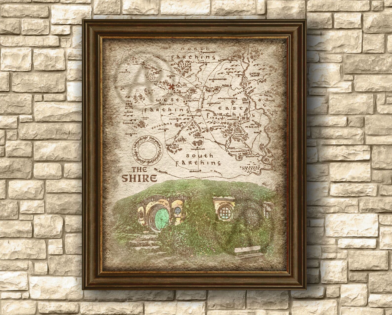 Bag End Hobbit House Printable Art of the Shire Map Lord of - Etsy