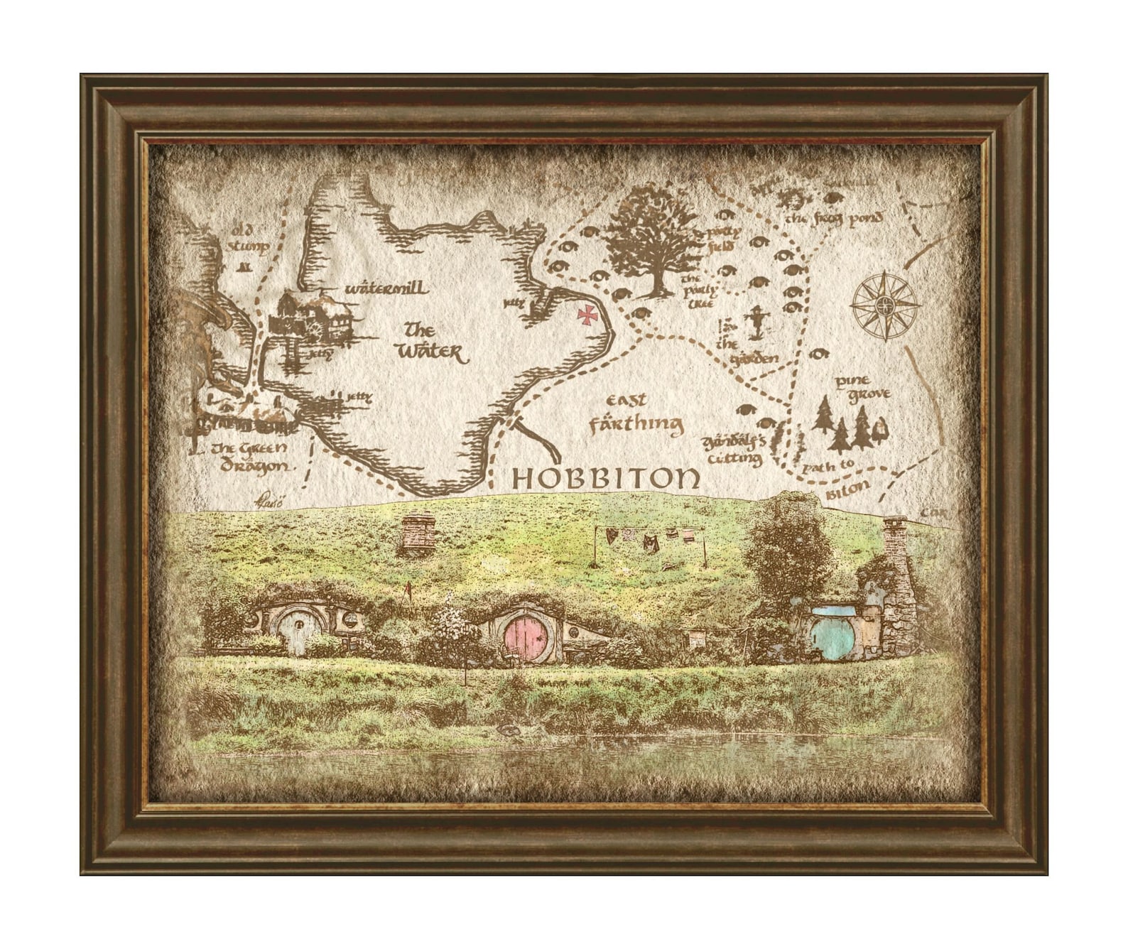 Hobbiton Landscape Printable Art Decor of Map, Lord of the Ring ...
