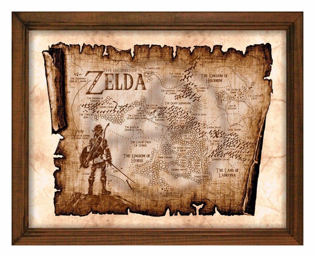 Legend of Zelda Art Parchment Hyrule Map, Zelda Breath of the Wild ...