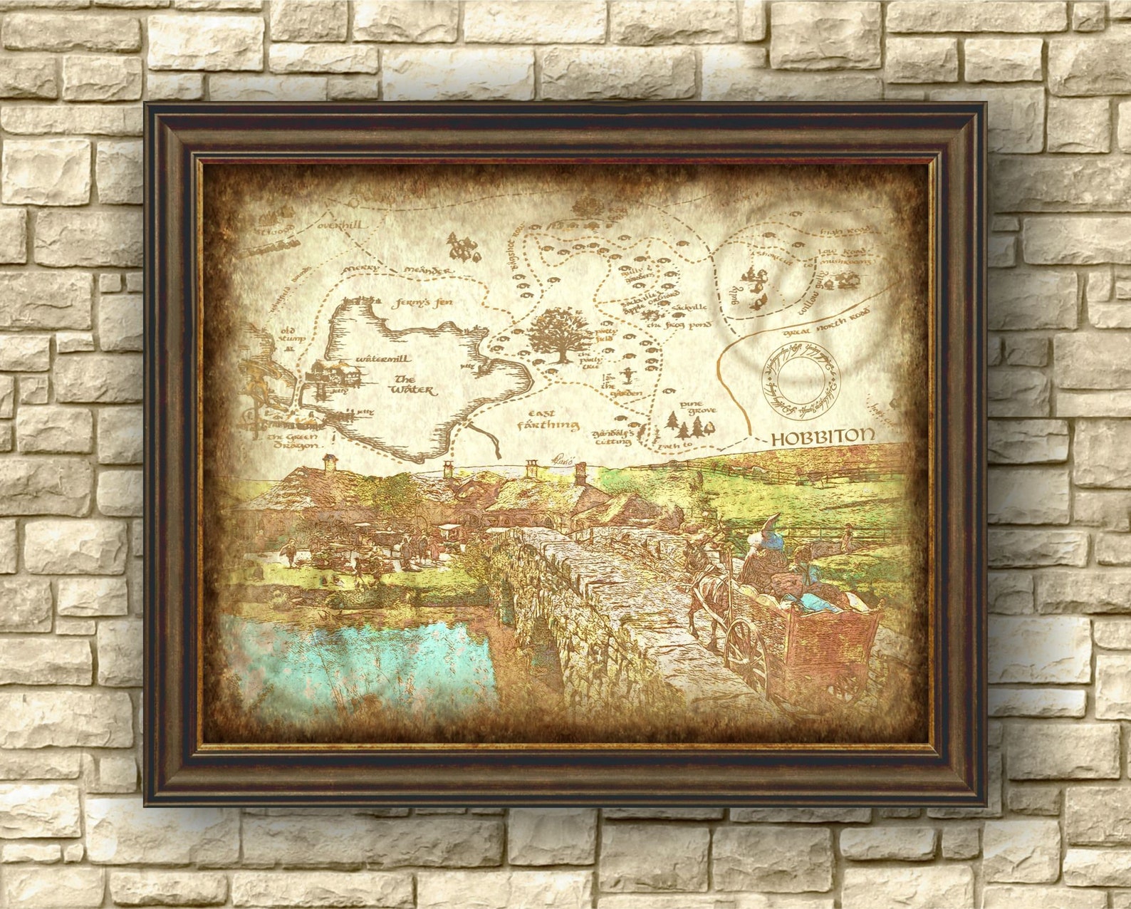Landscape Hobbiton Bridge Art of Map Lord of the Ring | Etsy