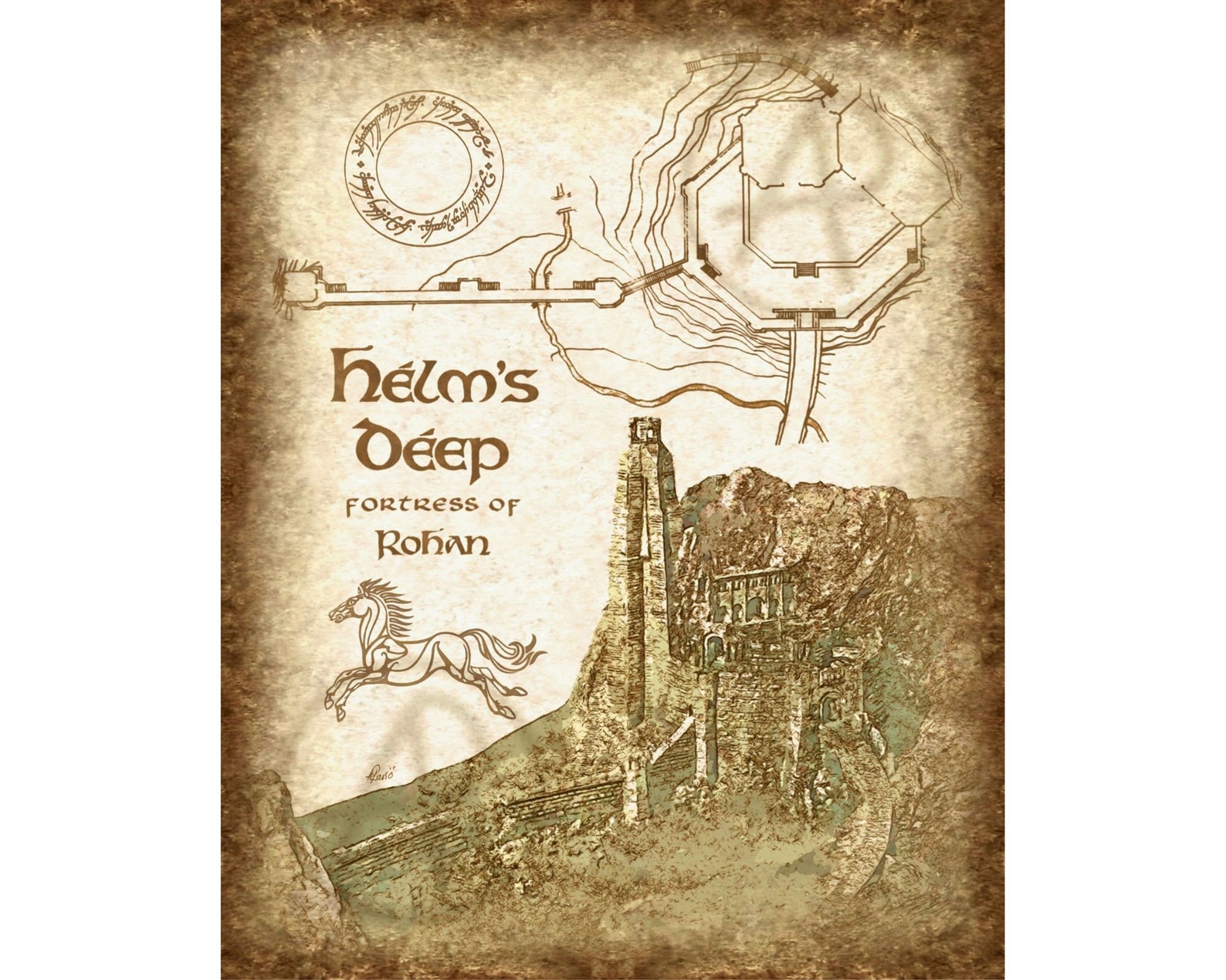 Rohan Fortress Helms Deep Art Poster Lord of the Ring Helms - Etsy
