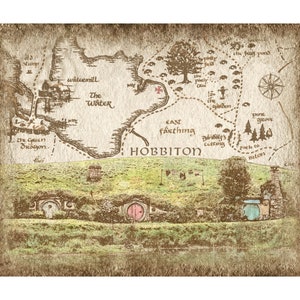 Hobbiton Landscape Printable Art Decor of Map, Lord of the Ring ...