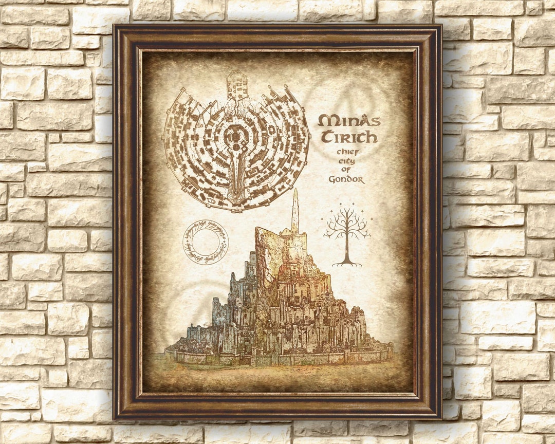 Minas Tirith Castle Plan Art Poster Download, Lord of the Ring Minas ...