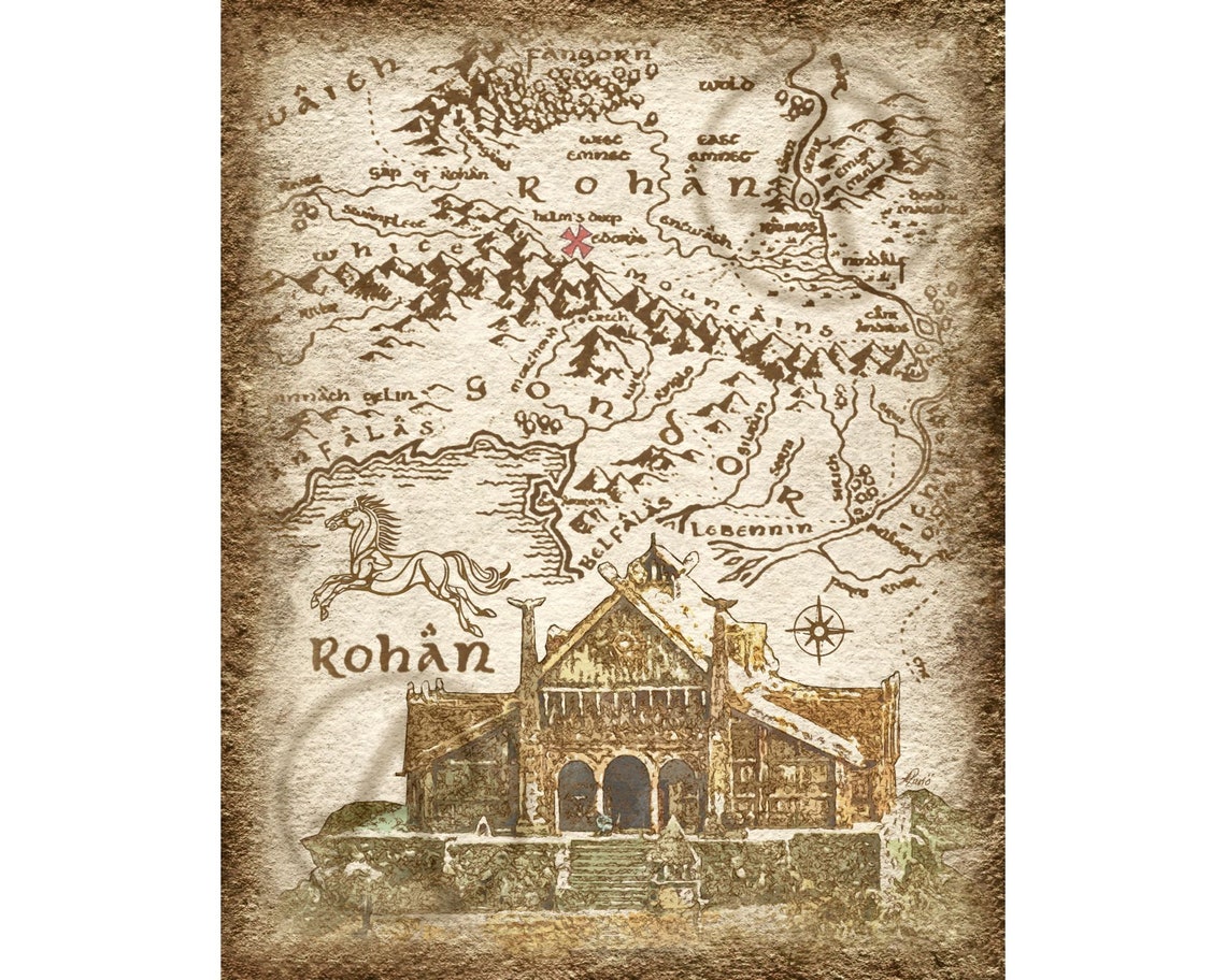 The Edoras Rohan Map Art Lord of the Ring Edoras Art of | Etsy