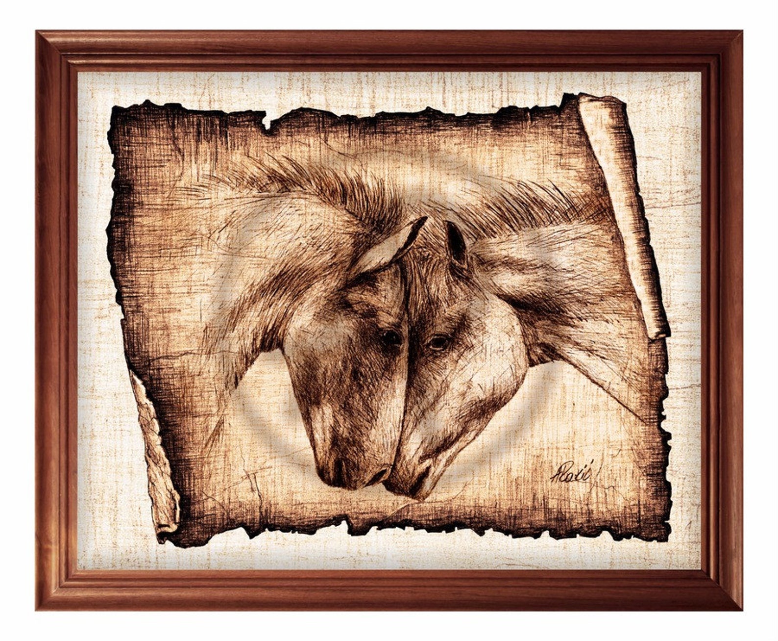 Rustic Parchment Horse Drawing Art Decorparchment Horse - Etsy