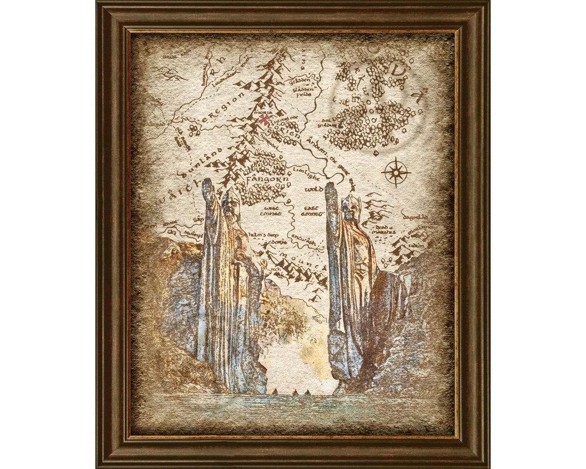 Rustic the Argonath of Lorien Map Lord of the Ring the | Etsy UK