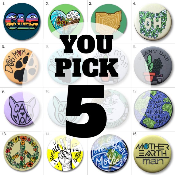 Pinback Buttons Set of 5 Bundle and Save | Etsy
