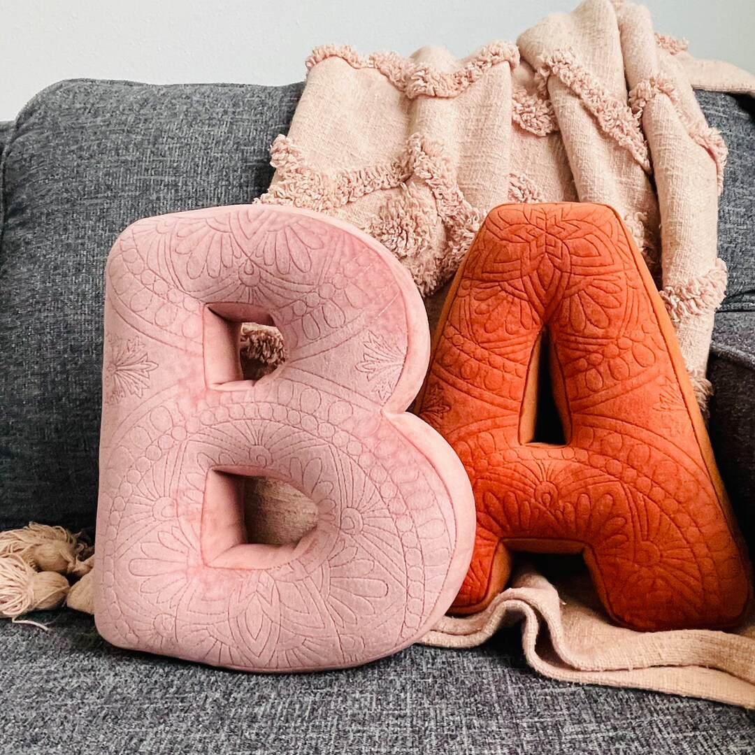 Custom Letter Pillows Velvet Initial Cushion Gift for Baby Milestone ...