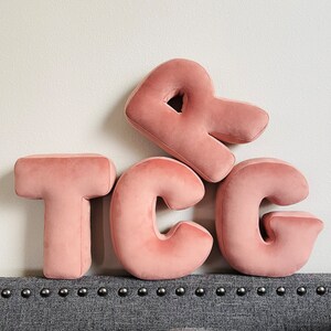 Velvet Letters, Custom Alphabet Letter Pillows, Initial Cushion, Solid ...