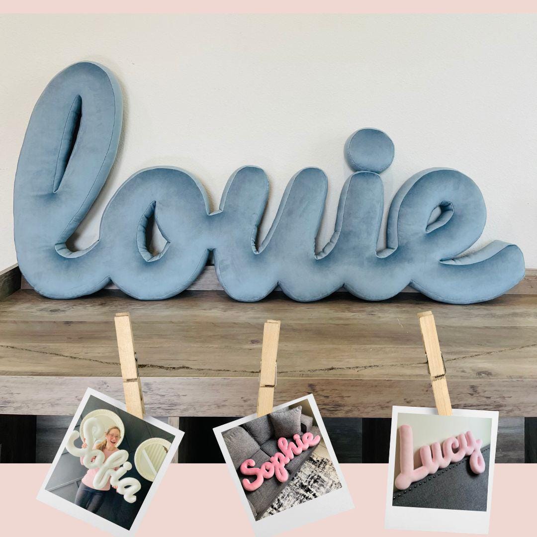 Nursery Name Sign Custom Wall Decor Personalized Oversized Name Pillow ...