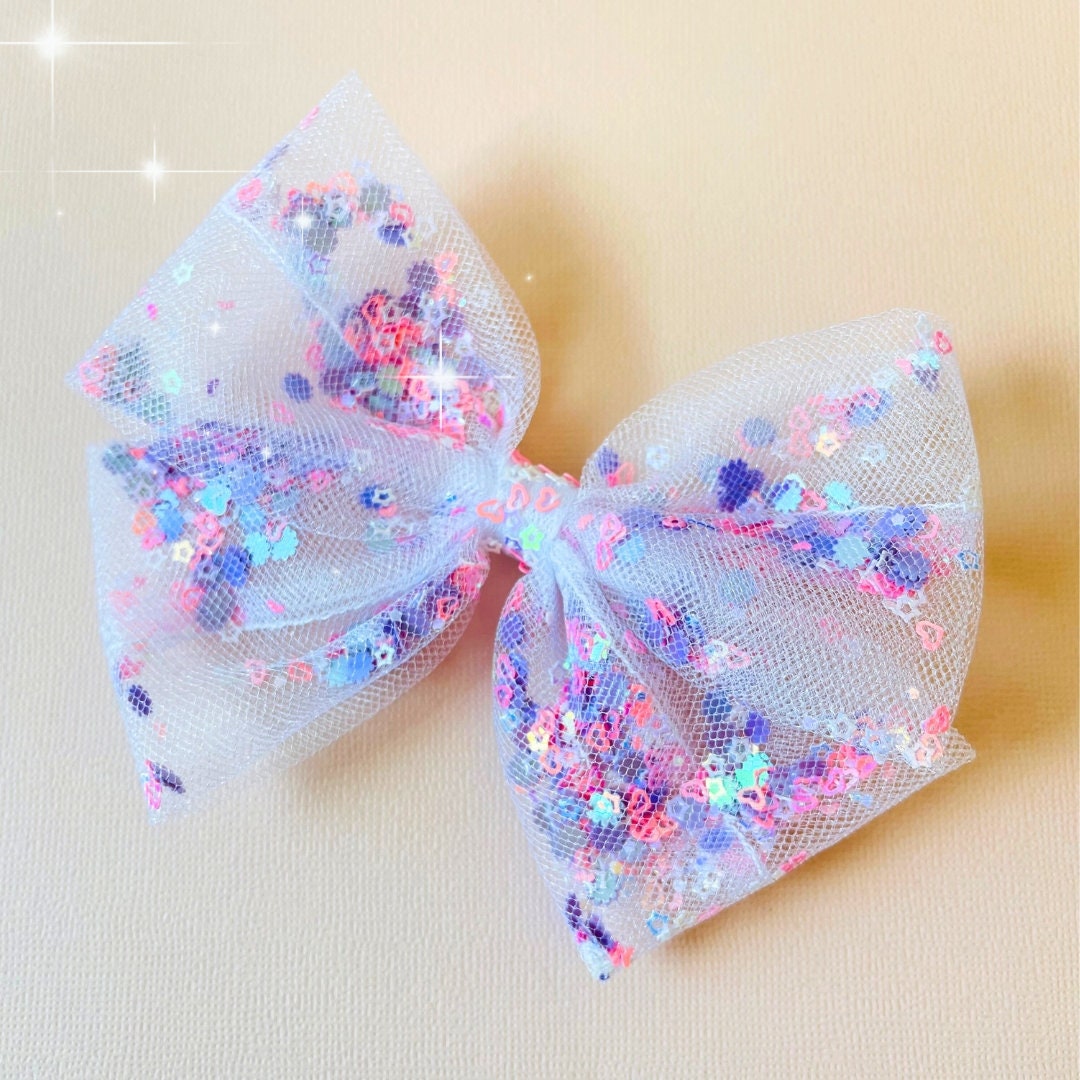 Birthday Party Hair Bow Tulle and Confetti Shaker Headband or Hair Clip ...