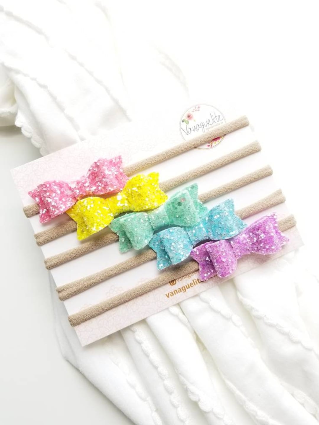 Baby Bows and Headbands Sparkly Bows Set of 5 Nylon - Etsy