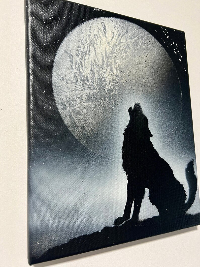 Spray Paint Wolf Howling at the Moon - Spray Paint Art by Aerosotle ...