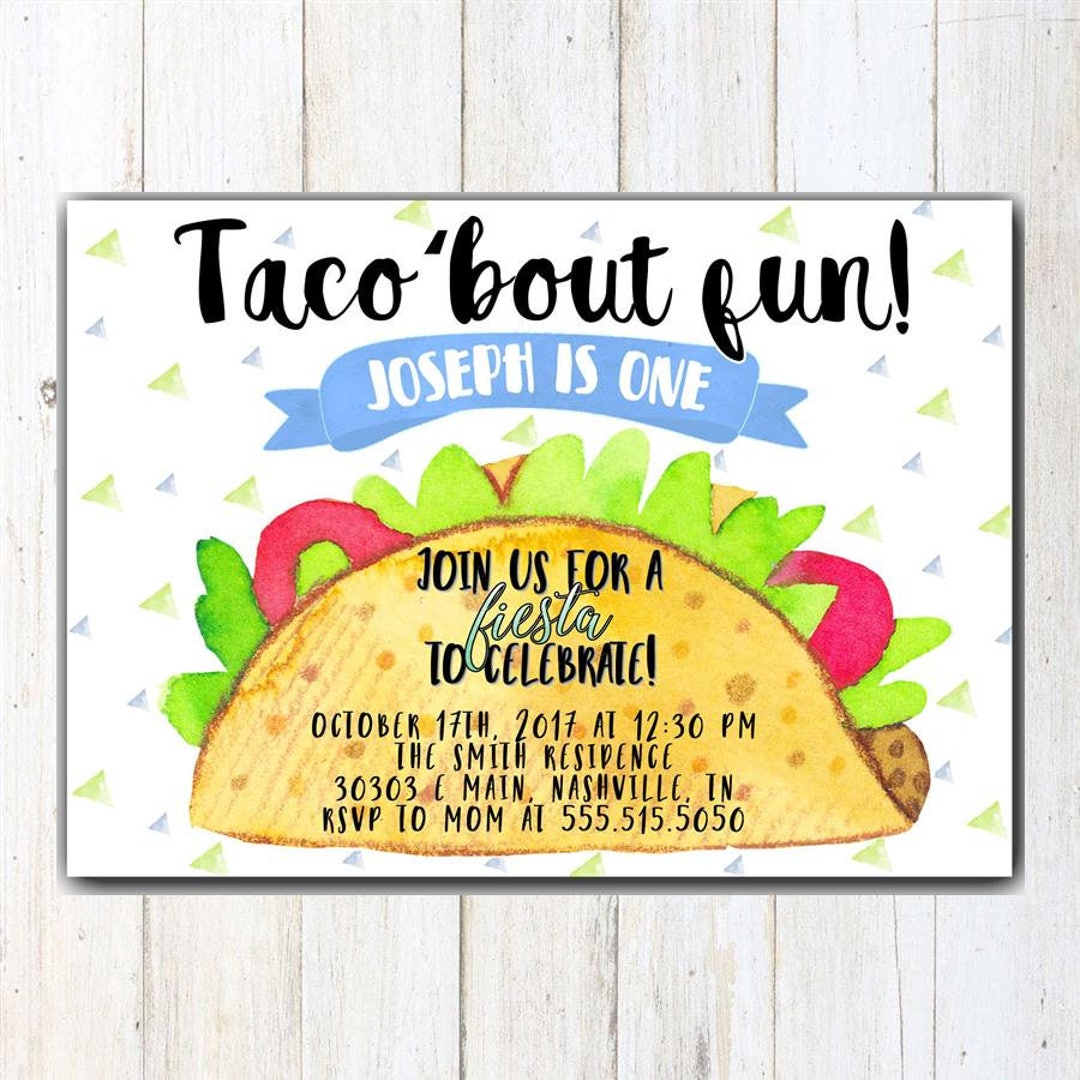 Taco First Birthday Invitation Fiesta Birthday Invitation Taco - Etsy