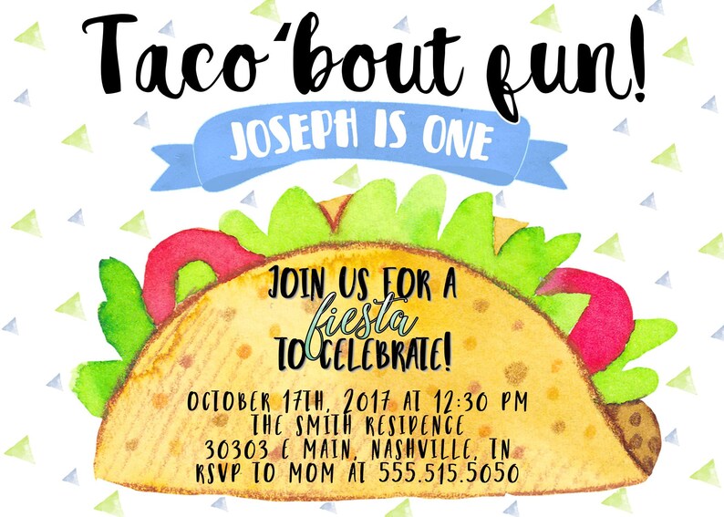 Taco First Birthday Invitation Fiesta Birthday Invitation Taco - Etsy