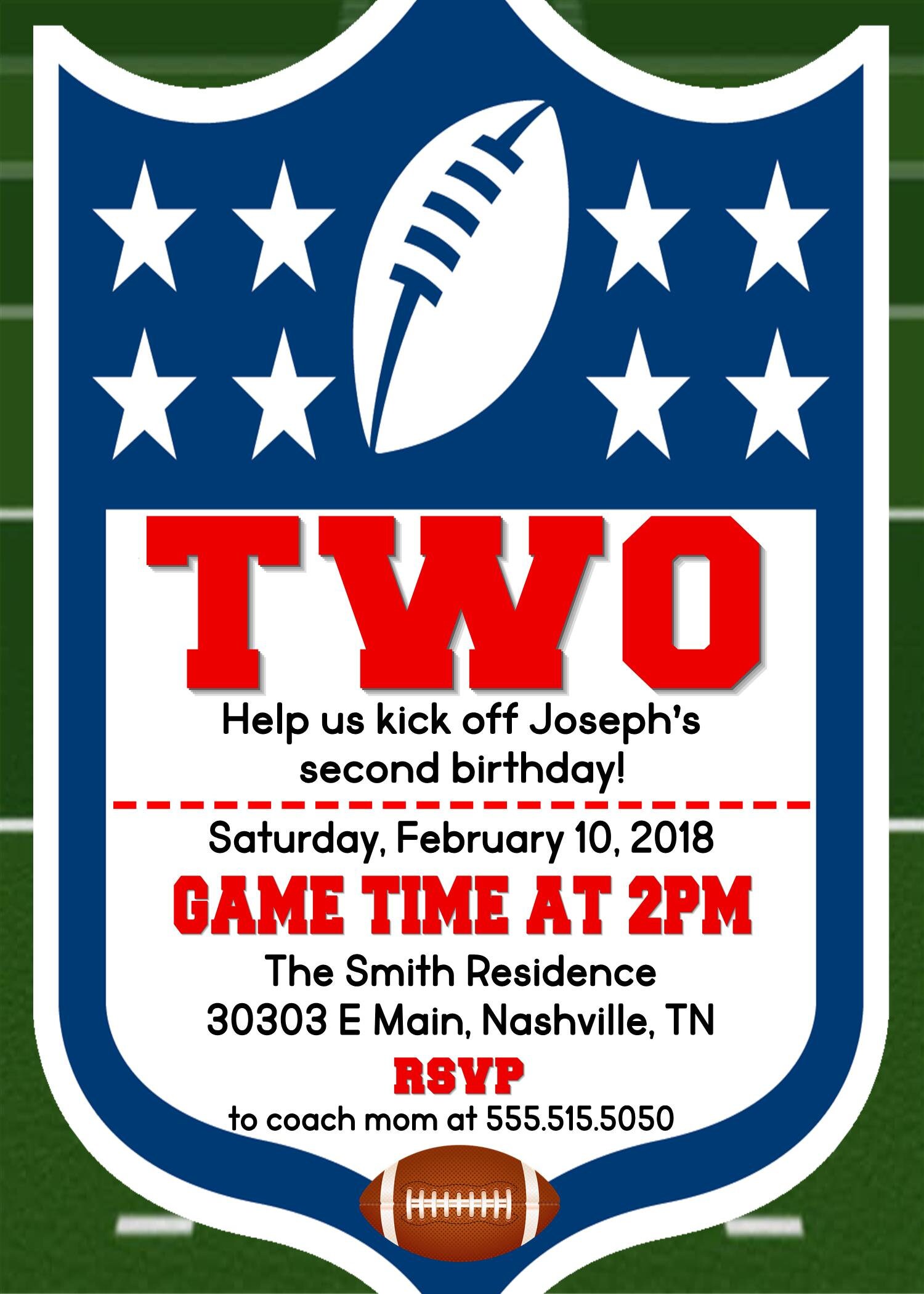 Football First Birthday Invitation NFL Birthday Invitation | Etsy