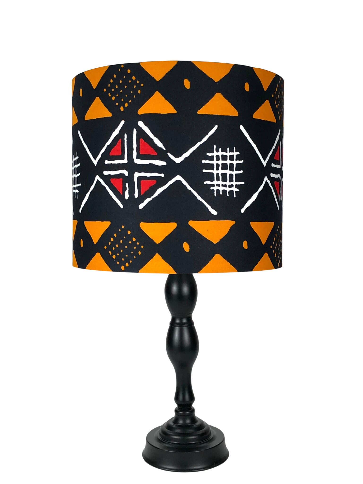 Large African Print Drum Lampshade Custom Made to Order Mudcloth Print ...