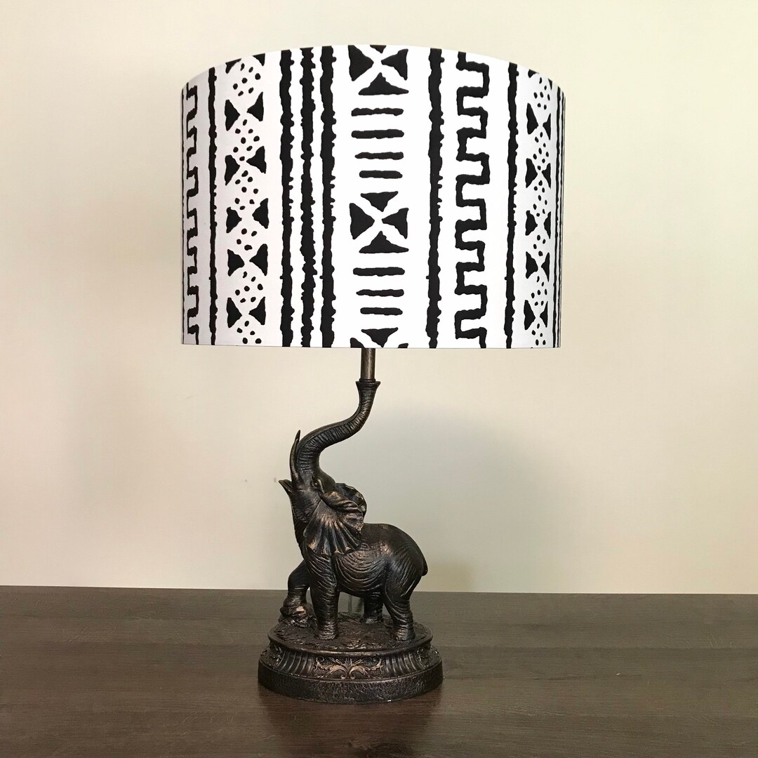 Large African Print Drum Lampshade, Cylindrical Lampshade, Tribal Print ...