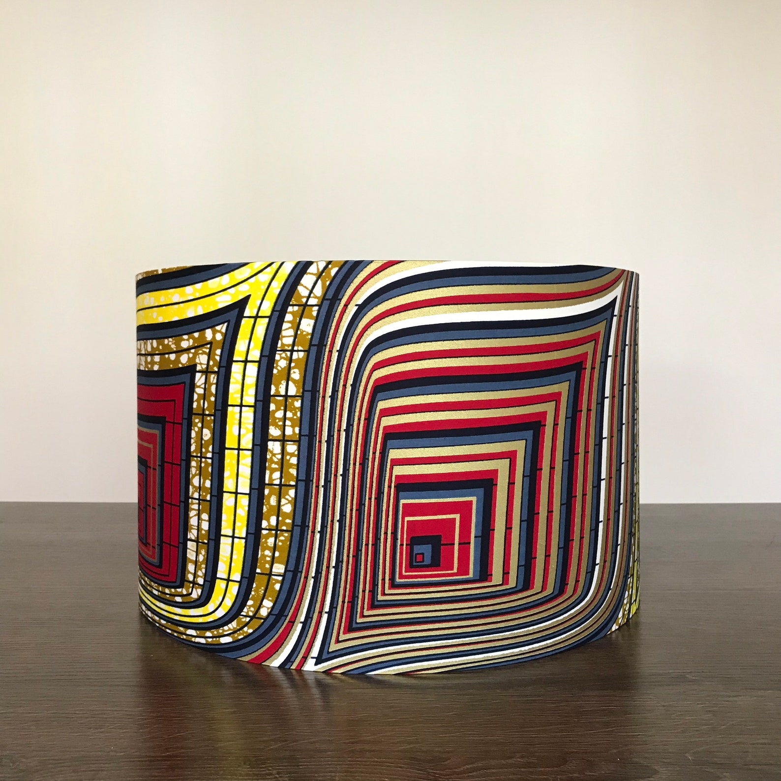 Large African Print Drum Lampshade, Cylindrical Lampshade, Geo Print ...
