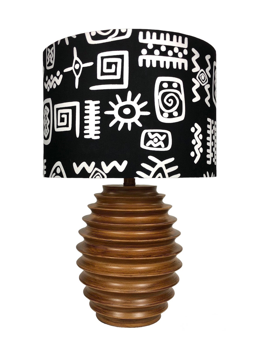 African Print Drum Lampshade, Mudcloth Print Lampshade, Boho Home Decor ...