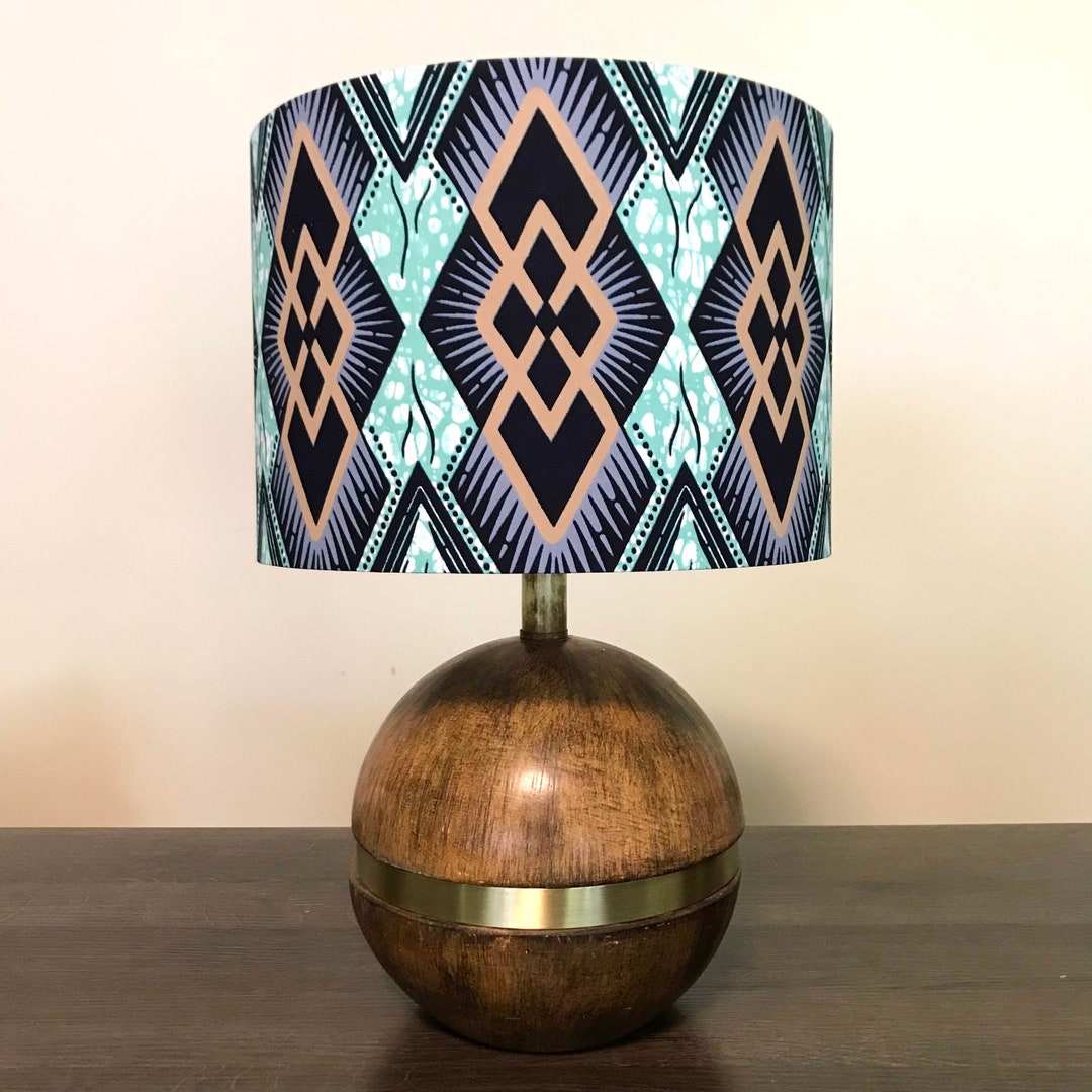 African Print Drum Lampshade, Cylindrical Lampshade, Tribal Print ...