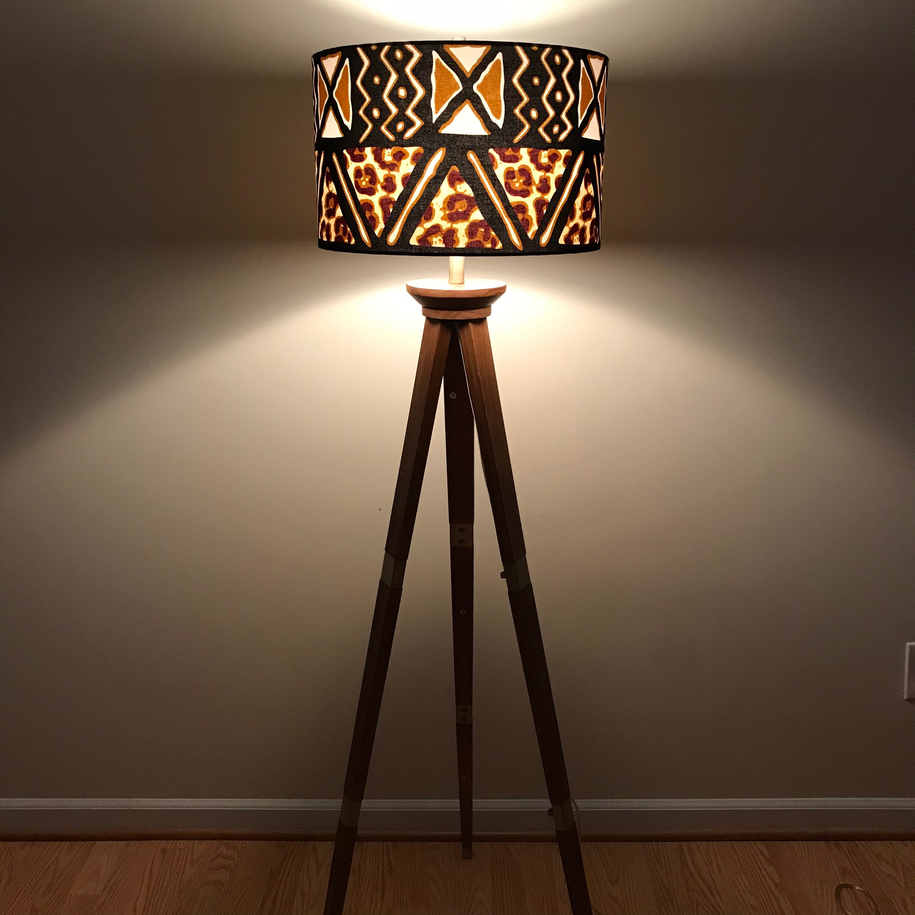 Large African Print Drum Lampshade, Cylindrical Lampshade, Boho Home ...