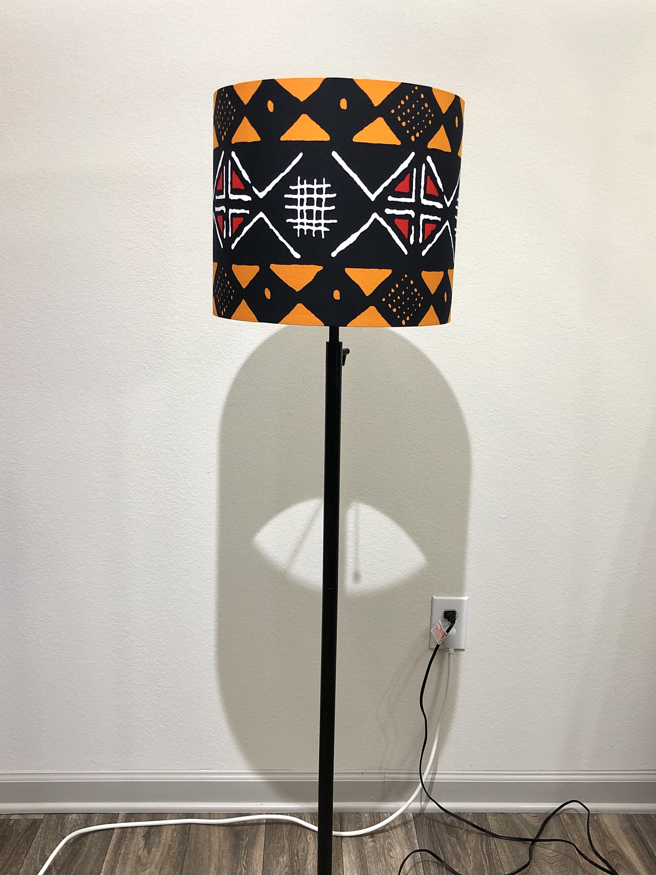Large African Print Drum Lampshade Custom Made to Order Mudcloth Print ...