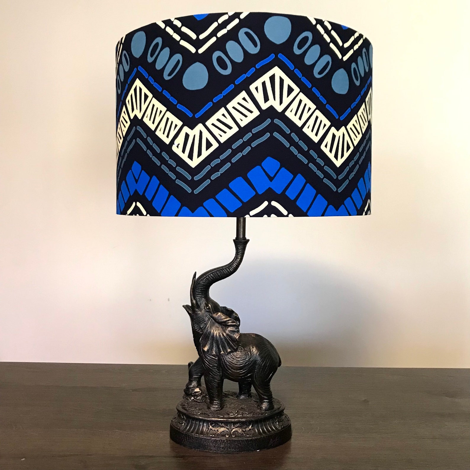 Large African Print Drum Lampshade, Cylindrical Lampshade, Tribal Print ...