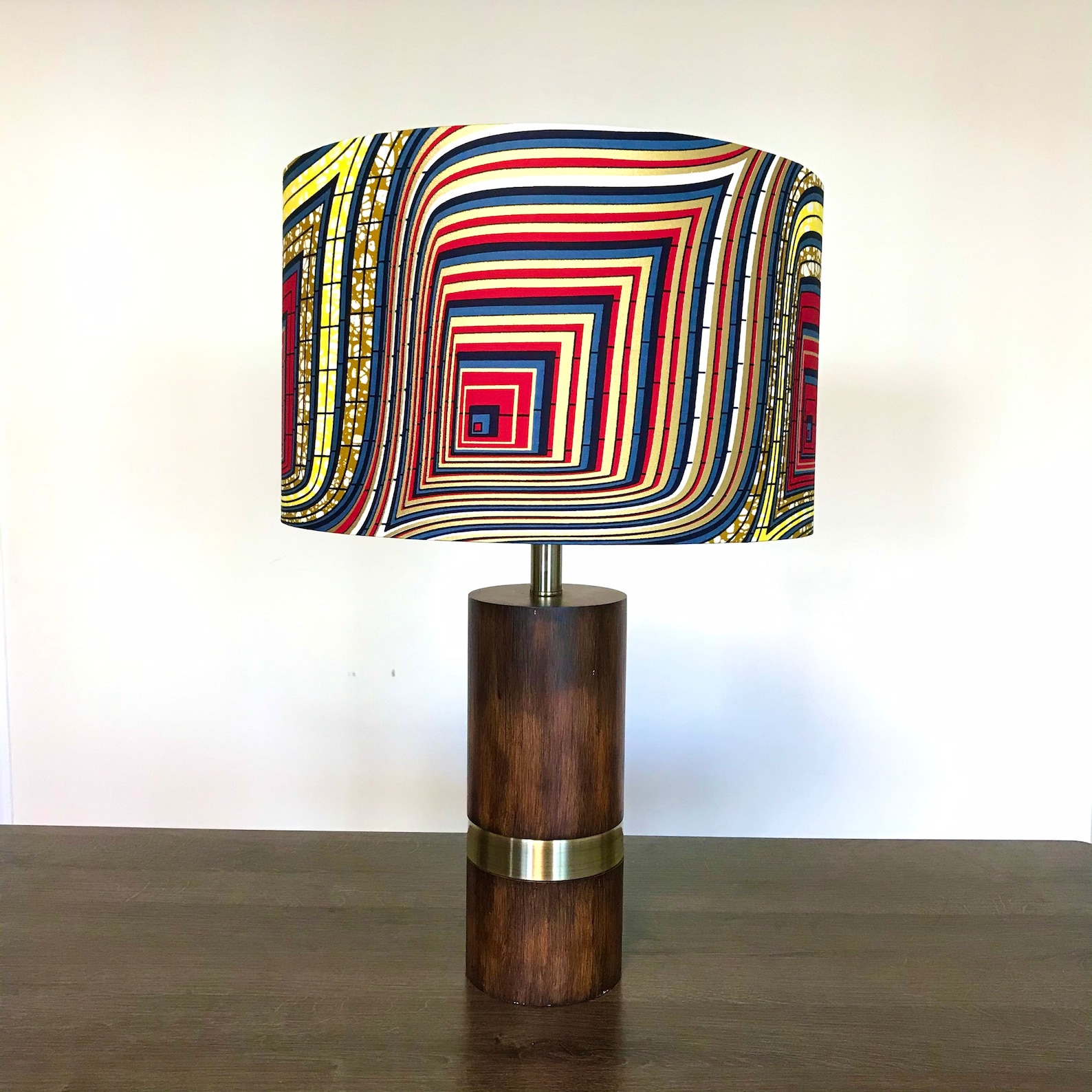 Large African Print Drum Lampshade, Cylindrical Lampshade, Geo Print ...