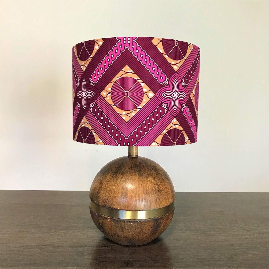 African Print Drum Lampshade, Cylindrical Lampshade, Tribal Print ...