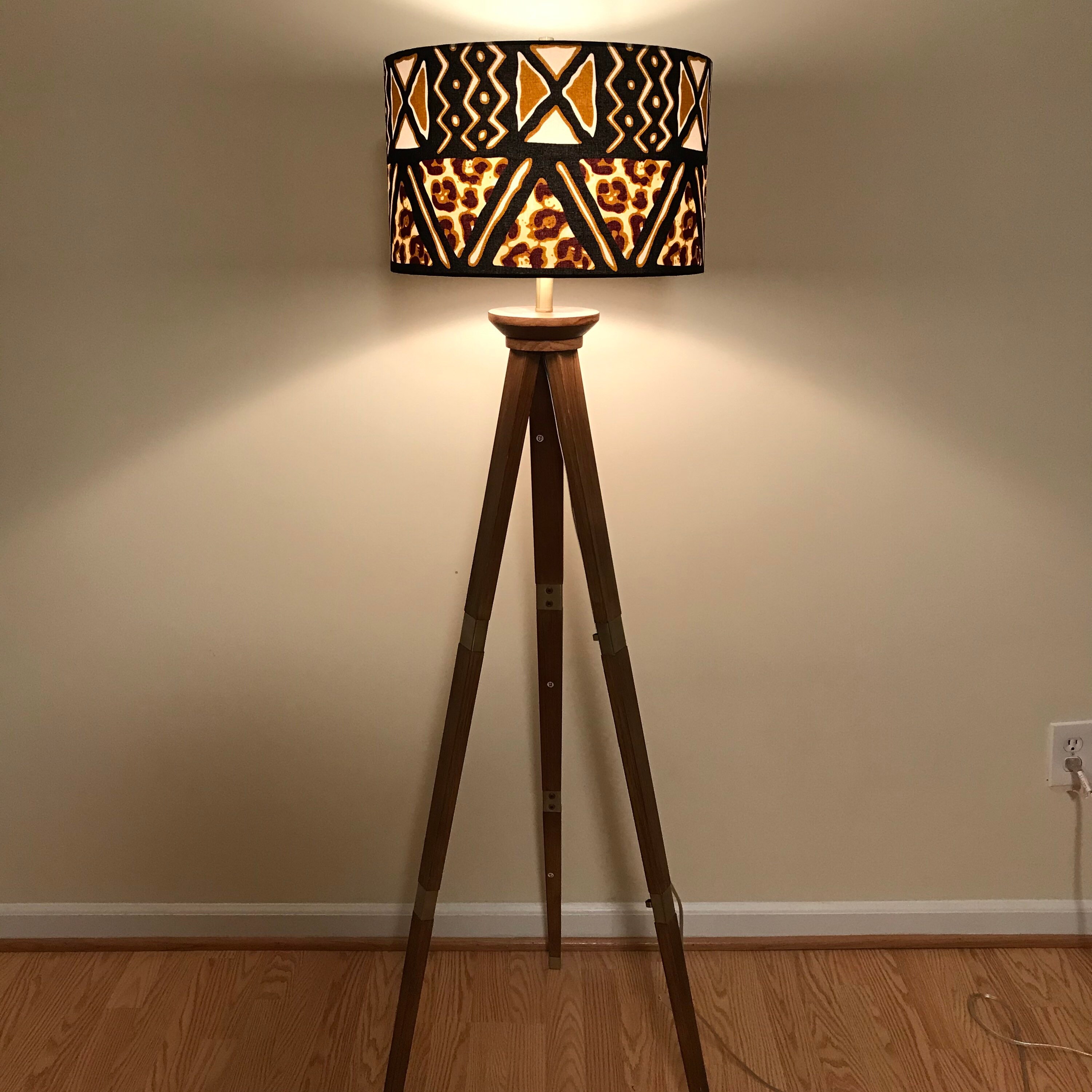 Large African Print Drum Lampshade, Cylindrical Lampshade, Boho Home ...
