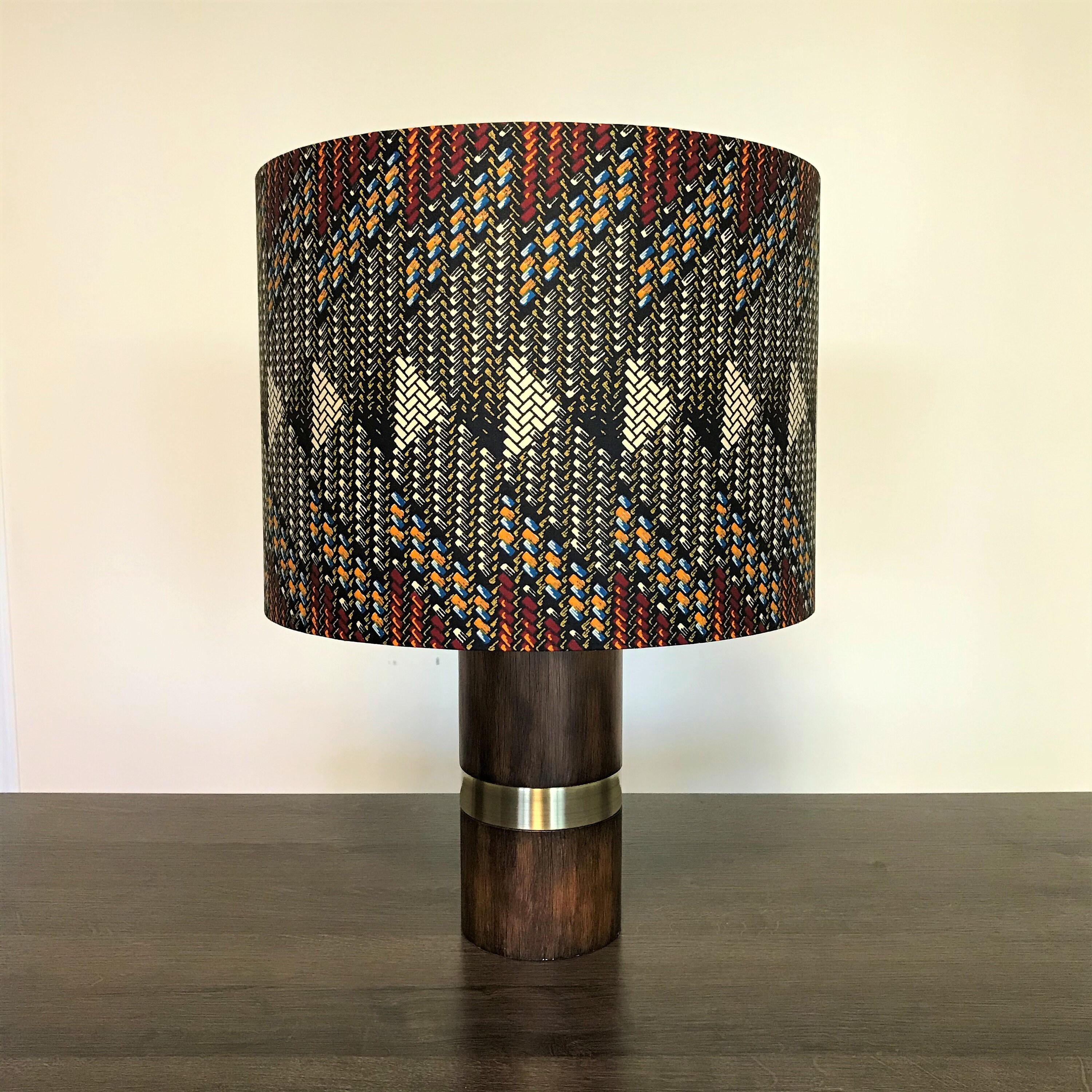 Large African Print Drum Lampshade, Handmade Lampshade, Geo Print ...