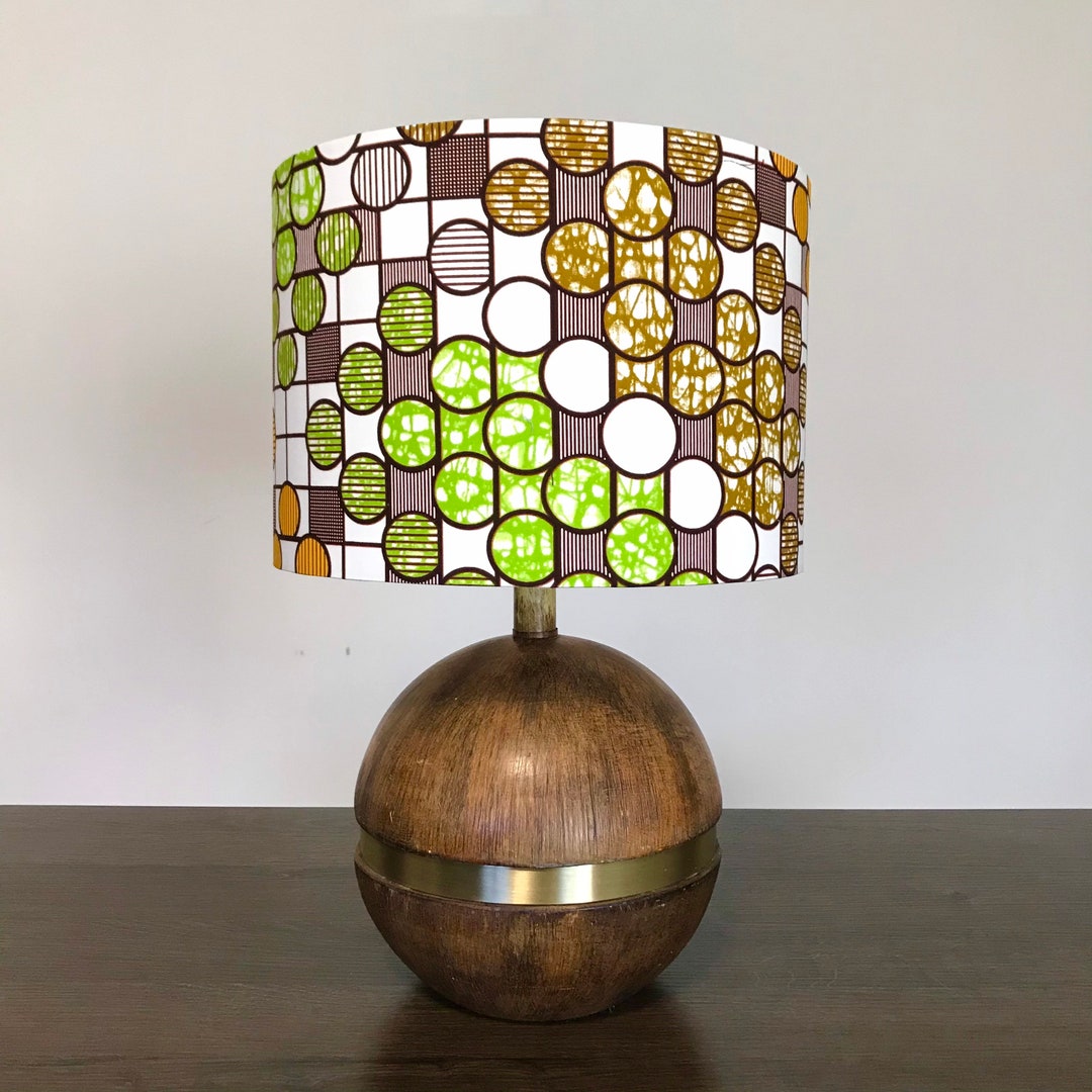 African Print Drum Lampshade, Cylindrical Lampshade, Geometric Print ...