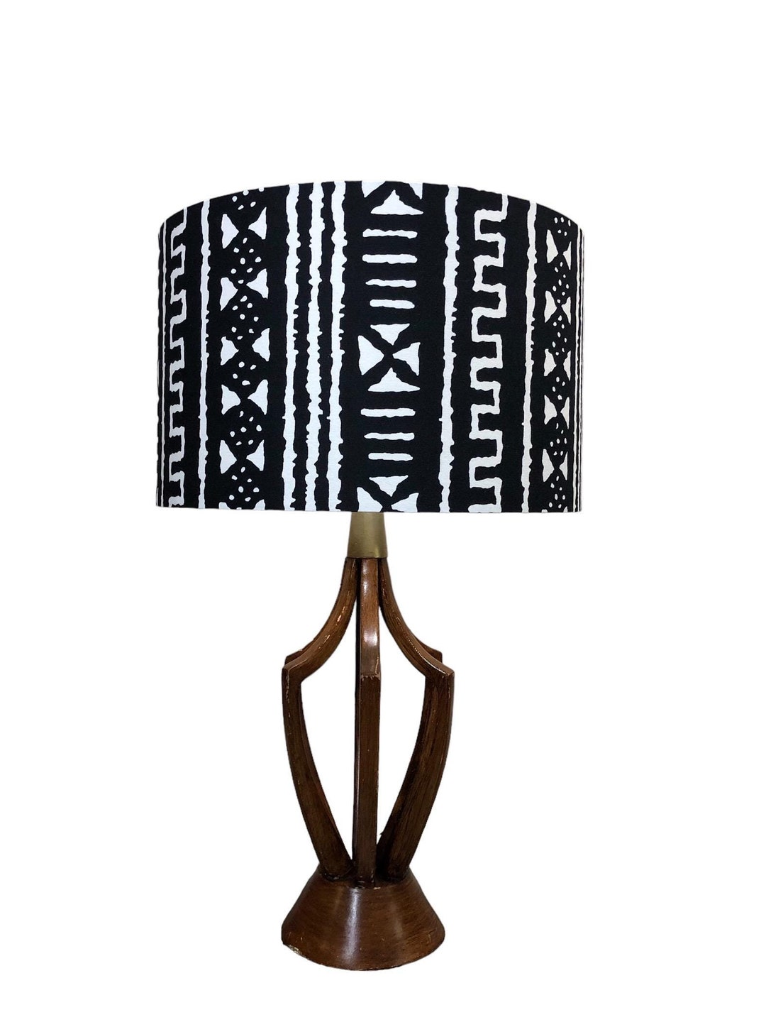 Black & White Mudcloth Print Lampshade, African Tribal Drum Lampshade ...