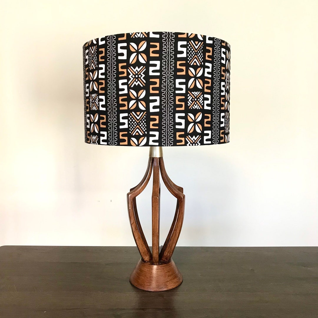 Large African Print Drum Lampshade, Tribal Print Lampshade, Boho Home ...