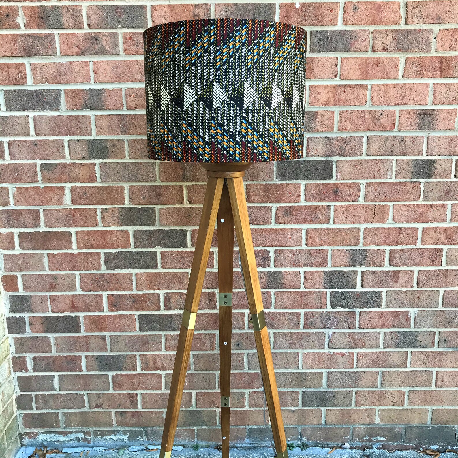 Large African Print Drum Lampshade, Handmade Lampshade, Geo Print ...