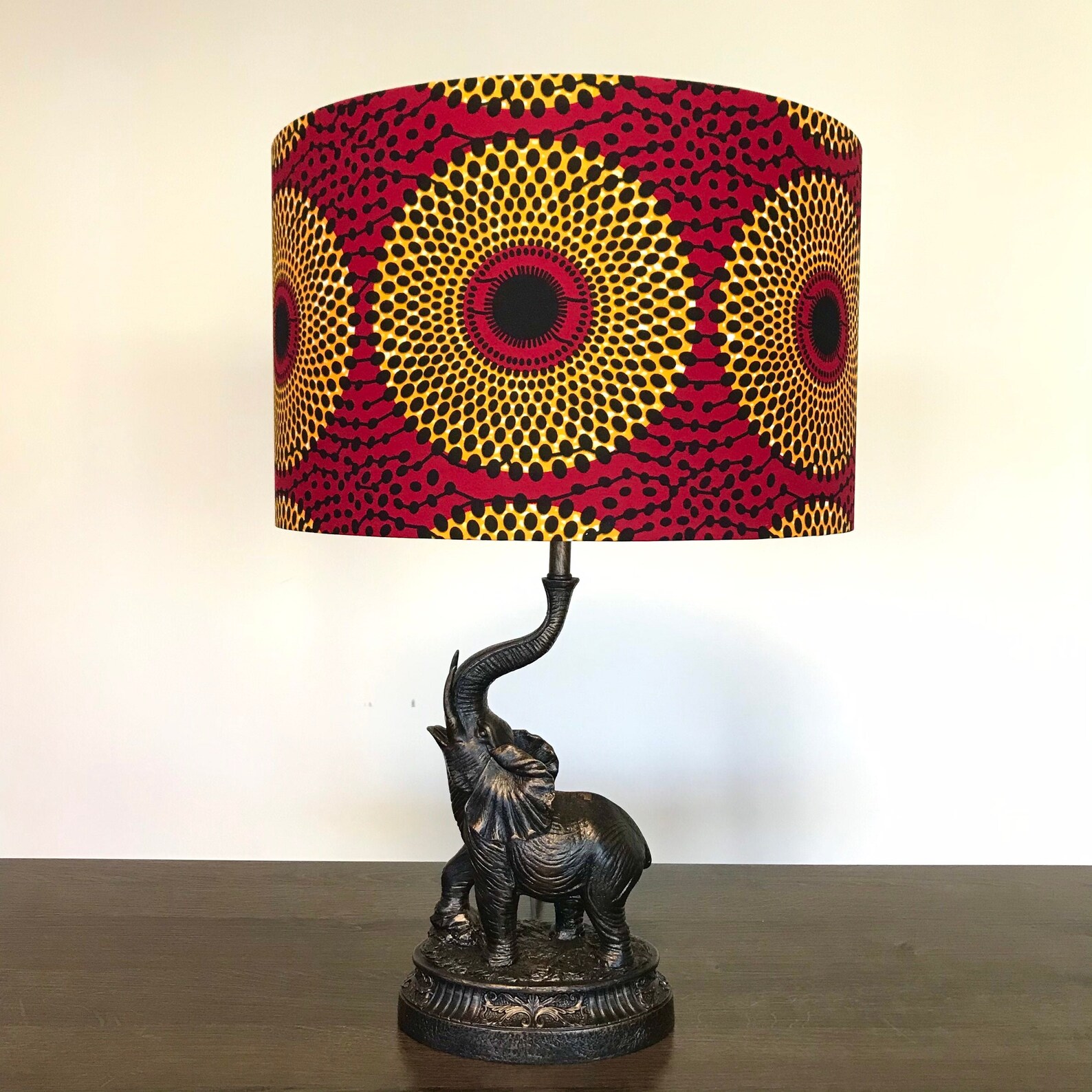 African Print Drum Lampshade, Statement Lighting, Modern Afrocentric ...