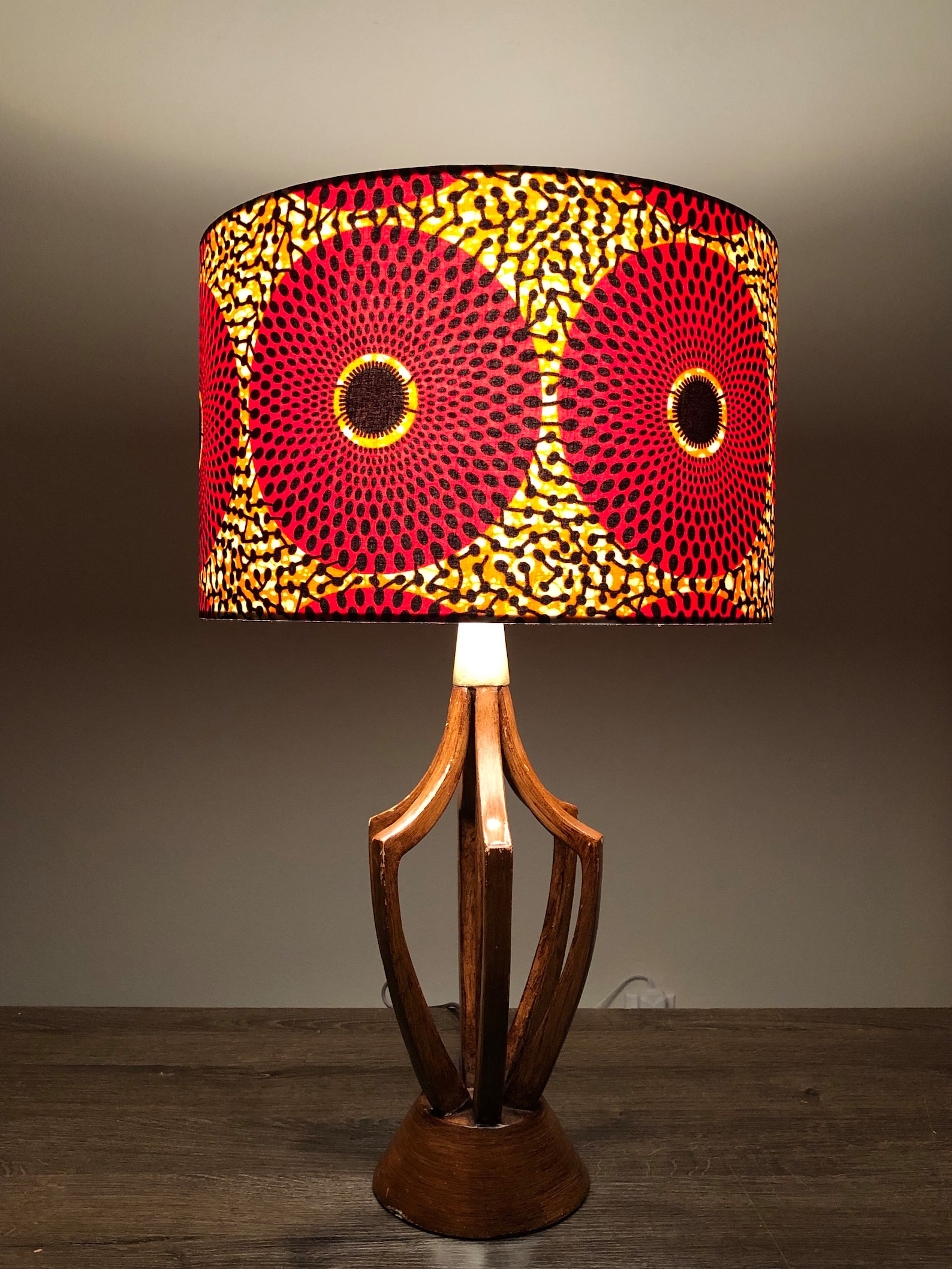 Large African Print Drum Lampshade, Floral Lampshade, Boho Home Decor ...