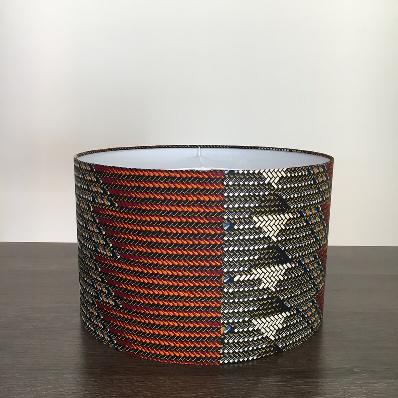 Large African Print Drum Lampshade, Tribal Print Lampshade, Java Print ...