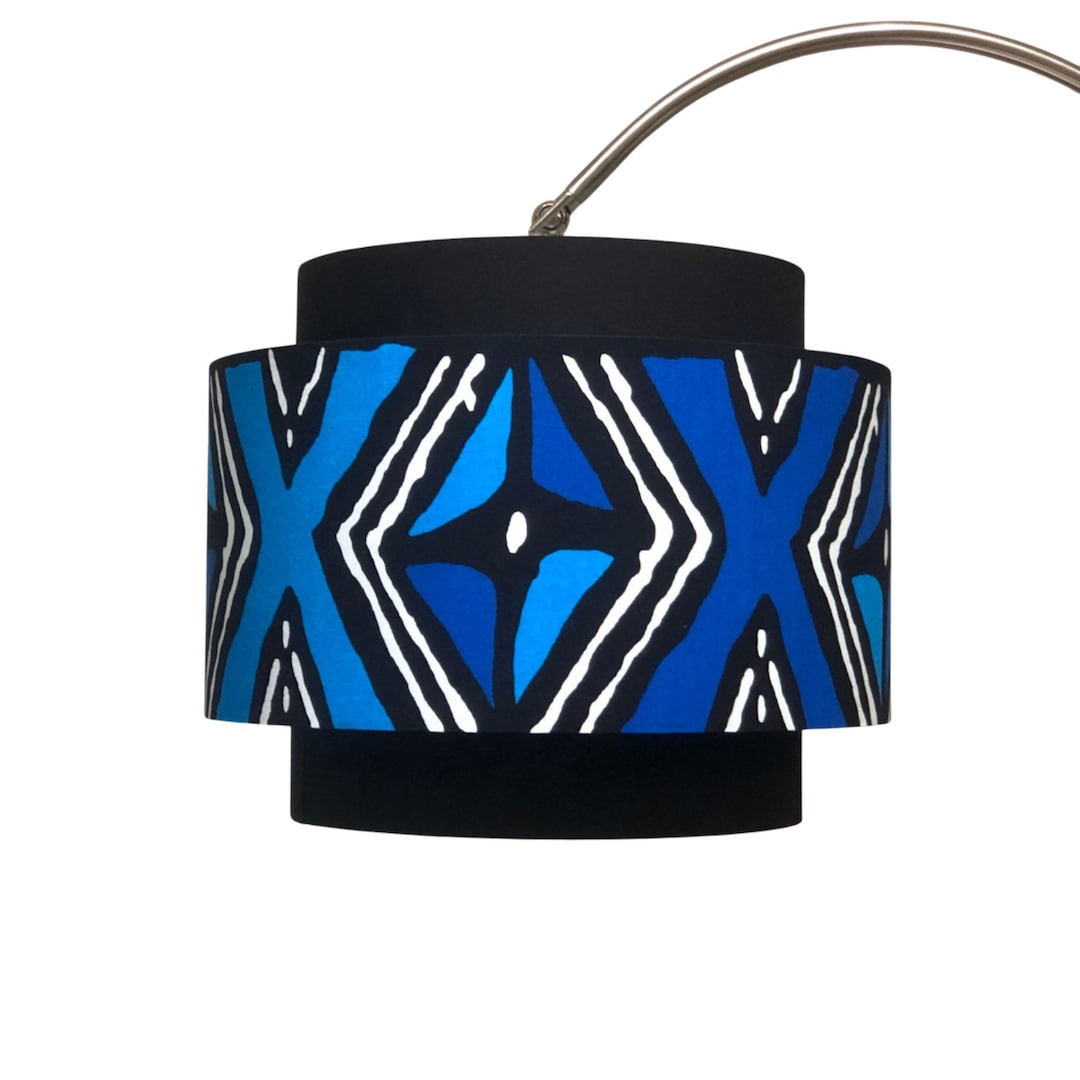 Tiered Lampshade, 3 Tier Lampshade, African Lampshade, Blue Mudcloth ...