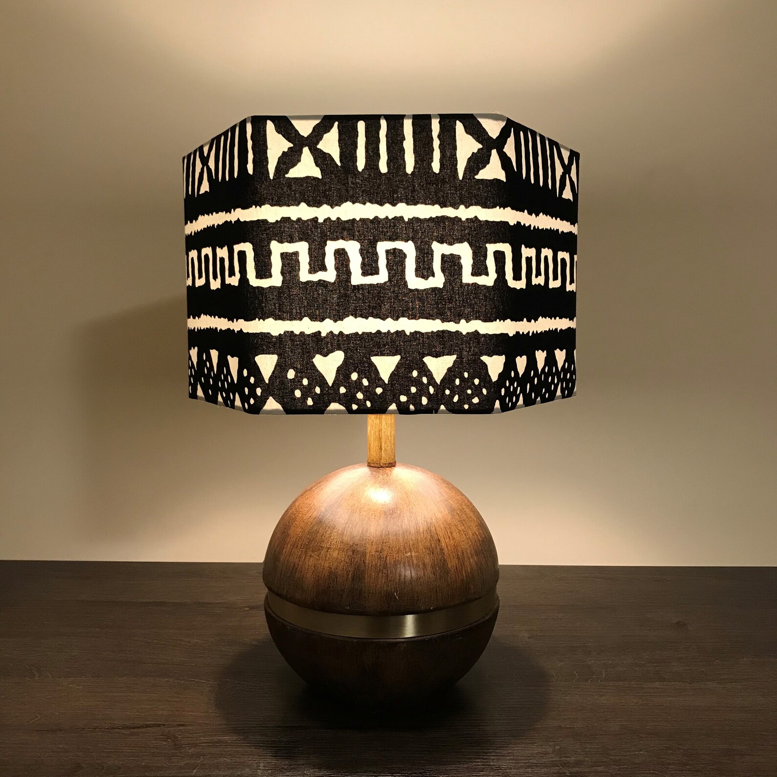 African Print Drum Lampshade, Hexagon Lampshade, Mudcloth Print ...