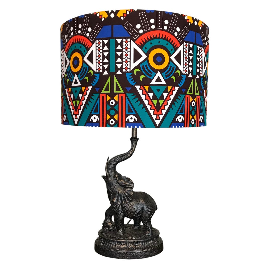 African Print Drum Lampshade, Cylindrical Lampshade, Tribal Print ...