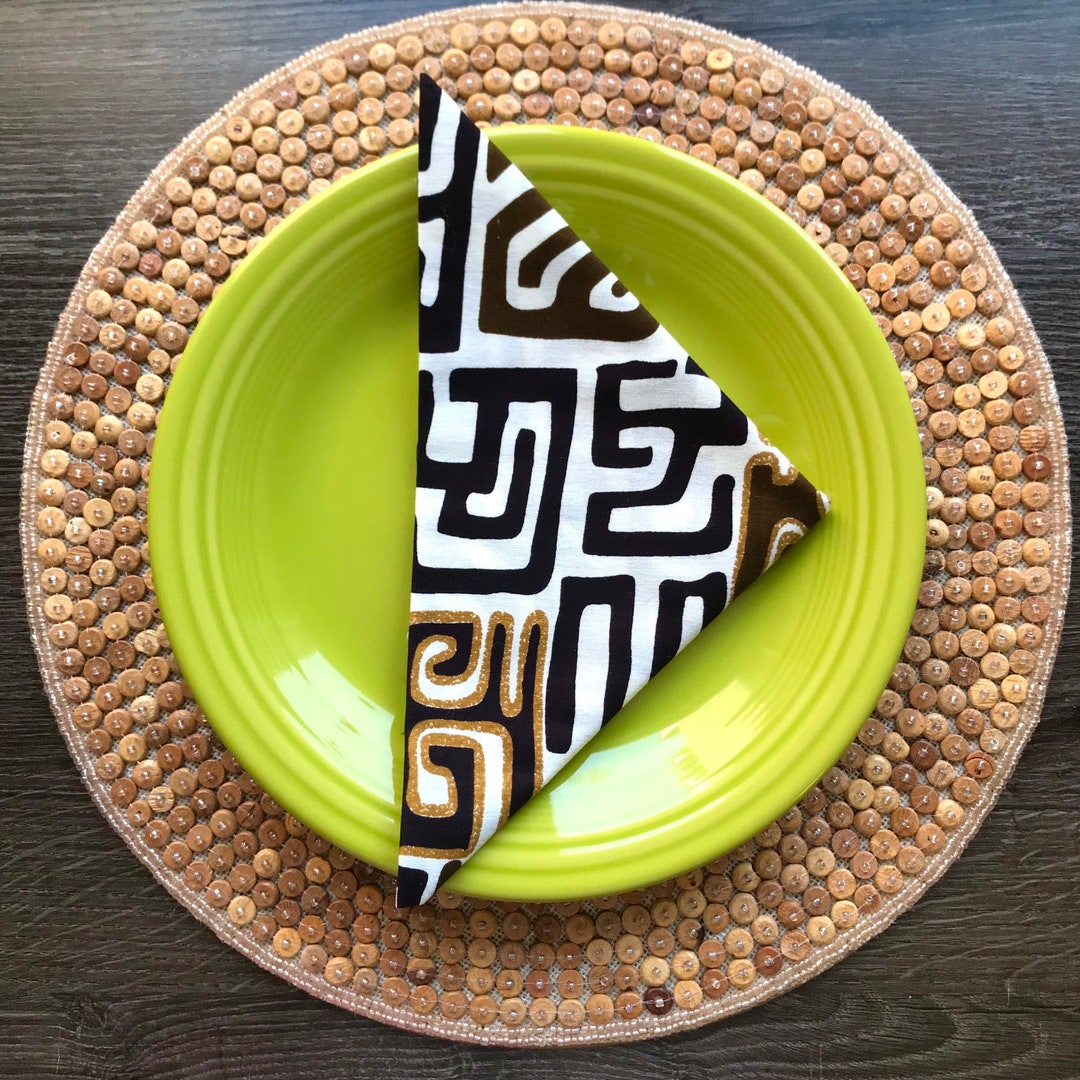 Ankara Table Napkins, African Print Napkins, Kuba Print Napkins, Dinner ...