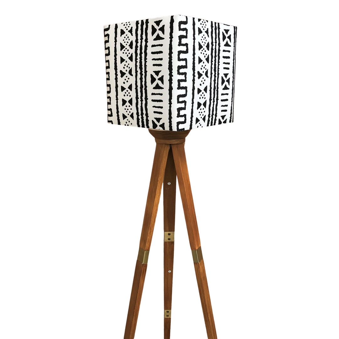 Large African Print Drum Lampshade, Square Lampshade, Mudcloth Print ...