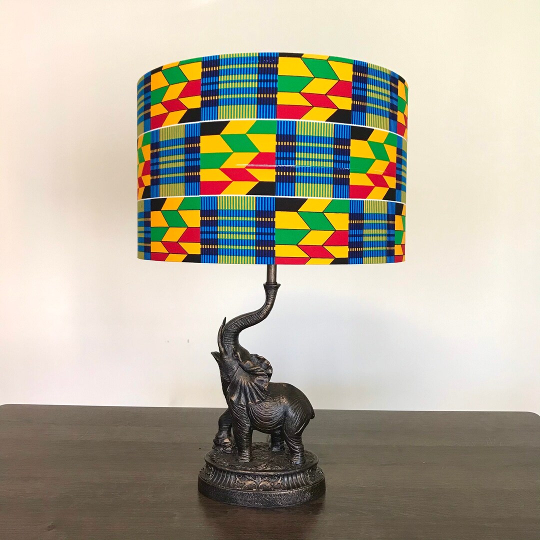 Large African Print Drum Lampshade, Tribal Print Lampshade, Boho Home ...