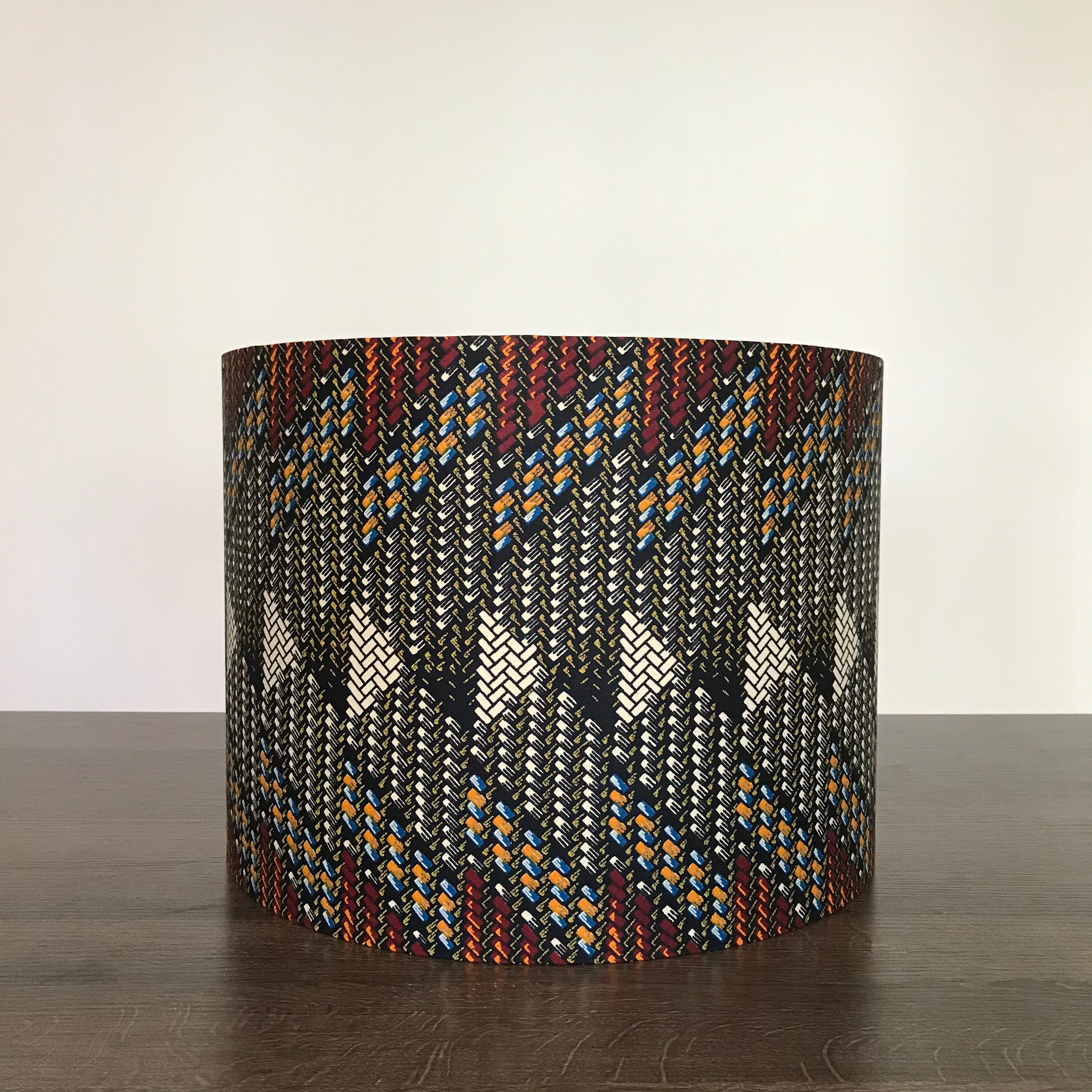 Large African Print Drum Lampshade, Handmade Lampshade, Geo Print ...