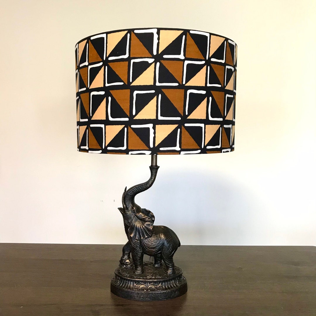 Large African Print Drum Lampshade, Tribal Print Lampshade, Boho Home ...